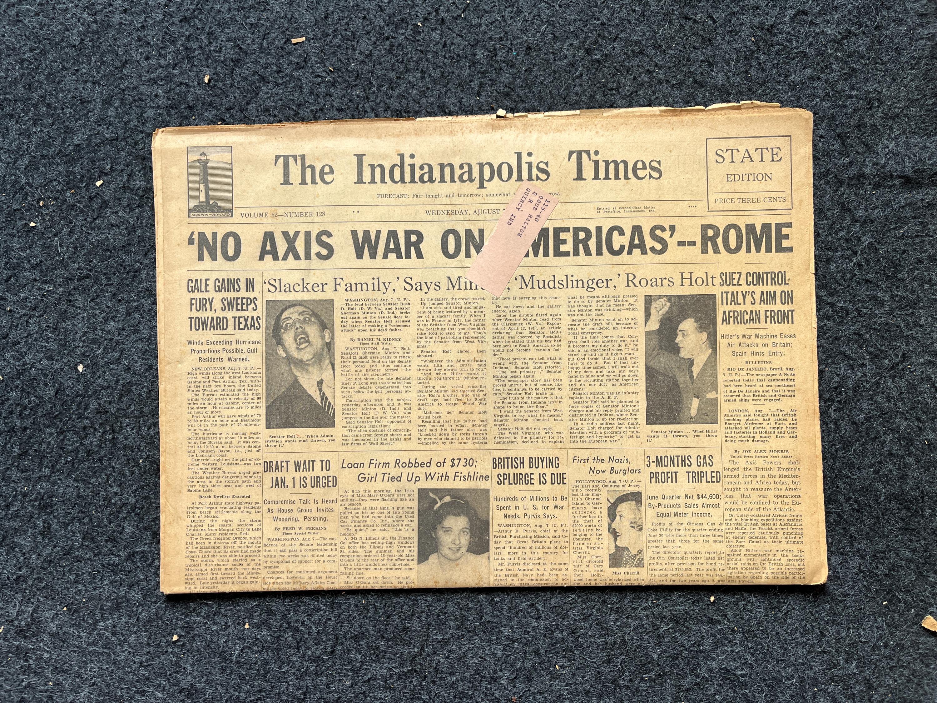 1940 Axis No War in US WW2 Newspaper, Antique Decor, World War 2 Memor ...