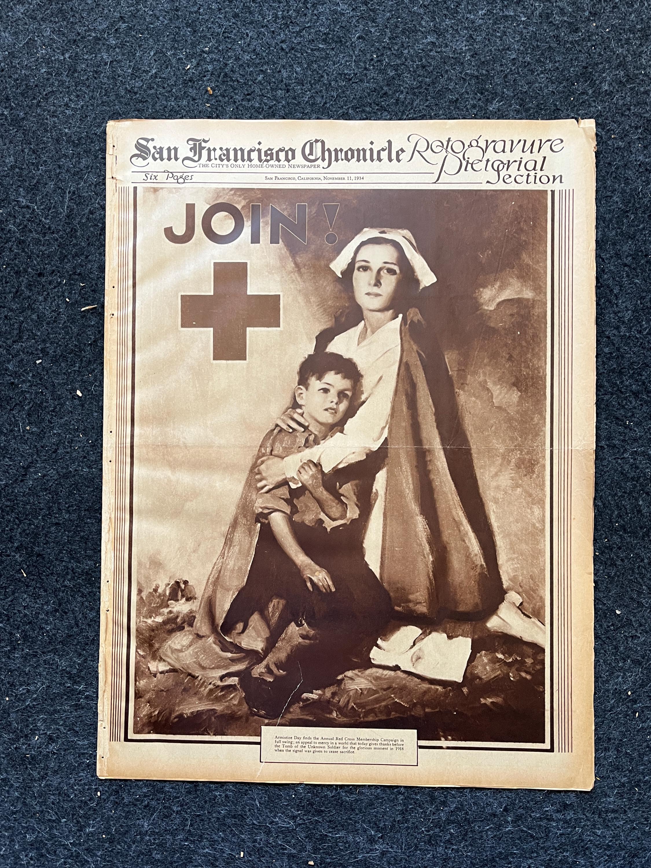 WWI Red Cross Vintage Newspaper Pictorial Section, World War One Memor ...