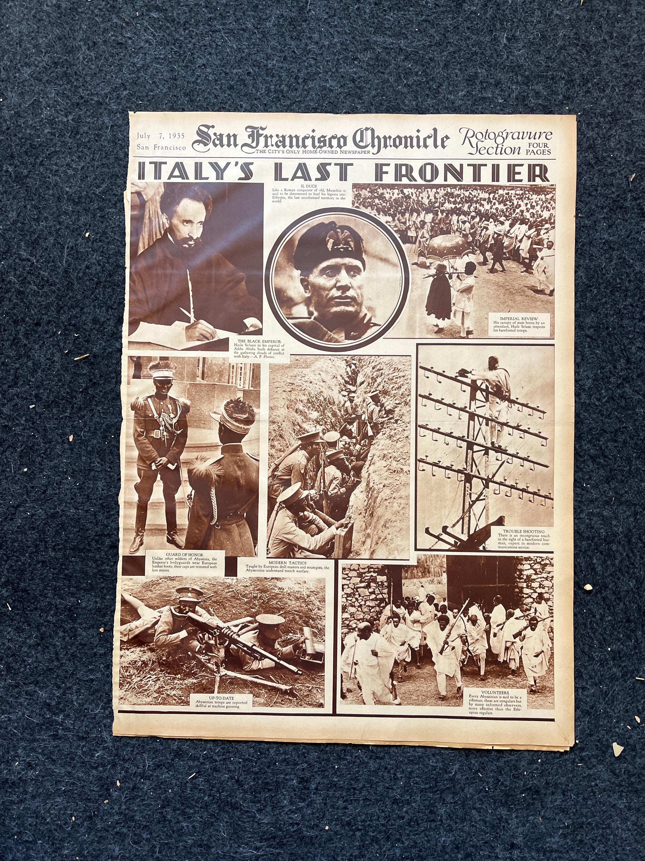 WWI Mussolini Vintage Newspaper Pictorial Section, World War One Memor ...