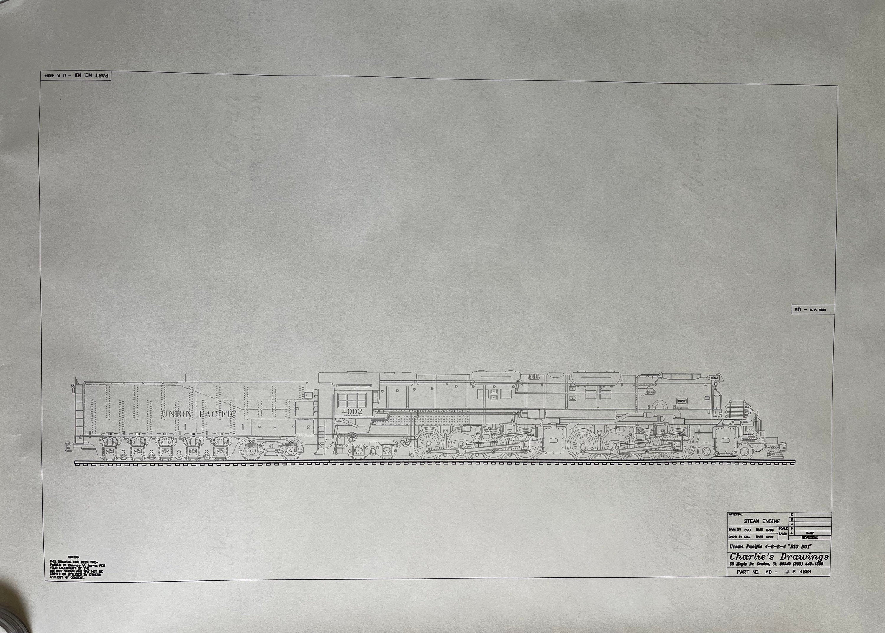 1980s Hobbyist Train Diagram- WW2 Union Pacific Big Boy Steam Locomoti ...