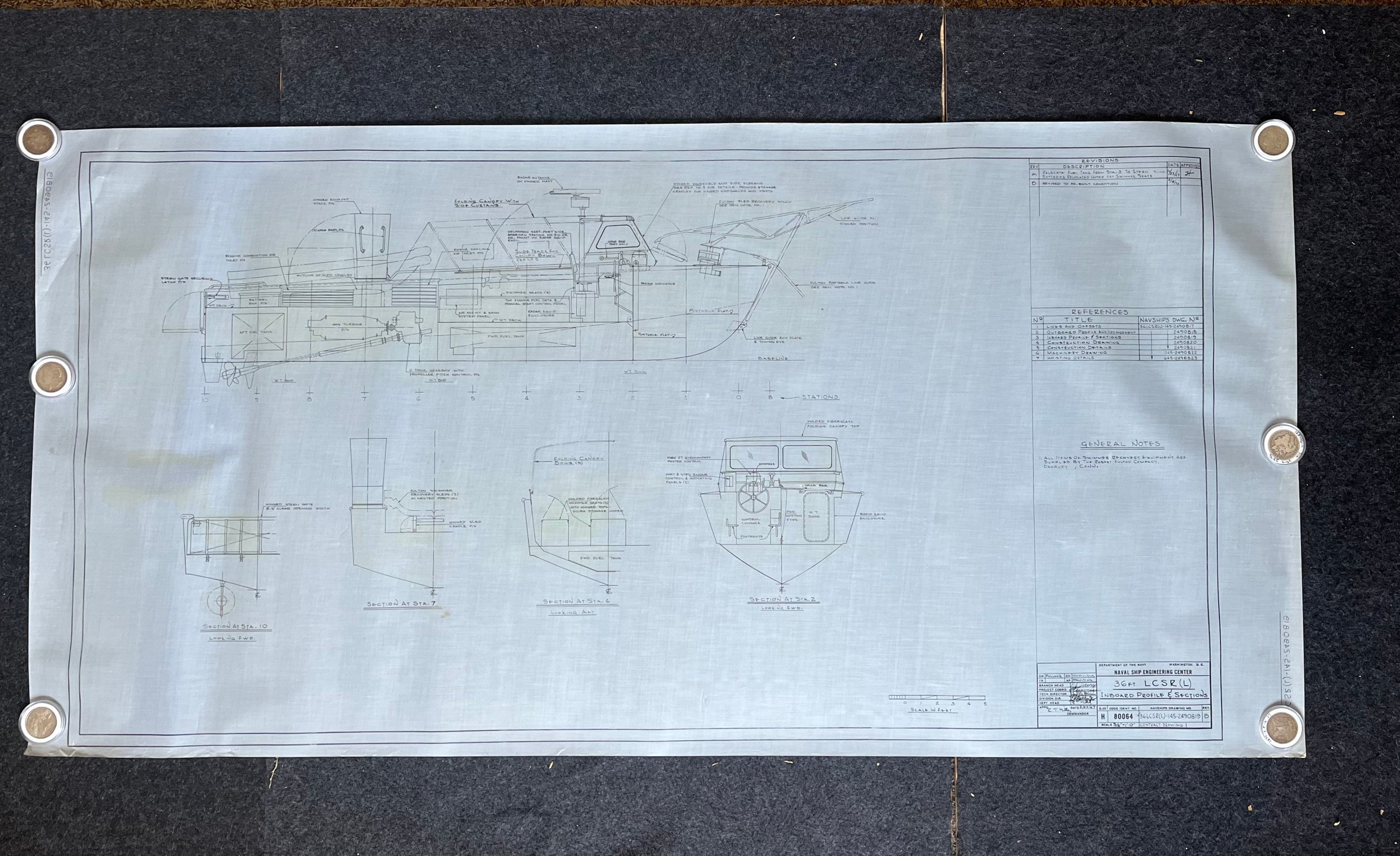 Original US Navy Ship Blueprint - LSCR Naval Boat Blueprints and Graph ...