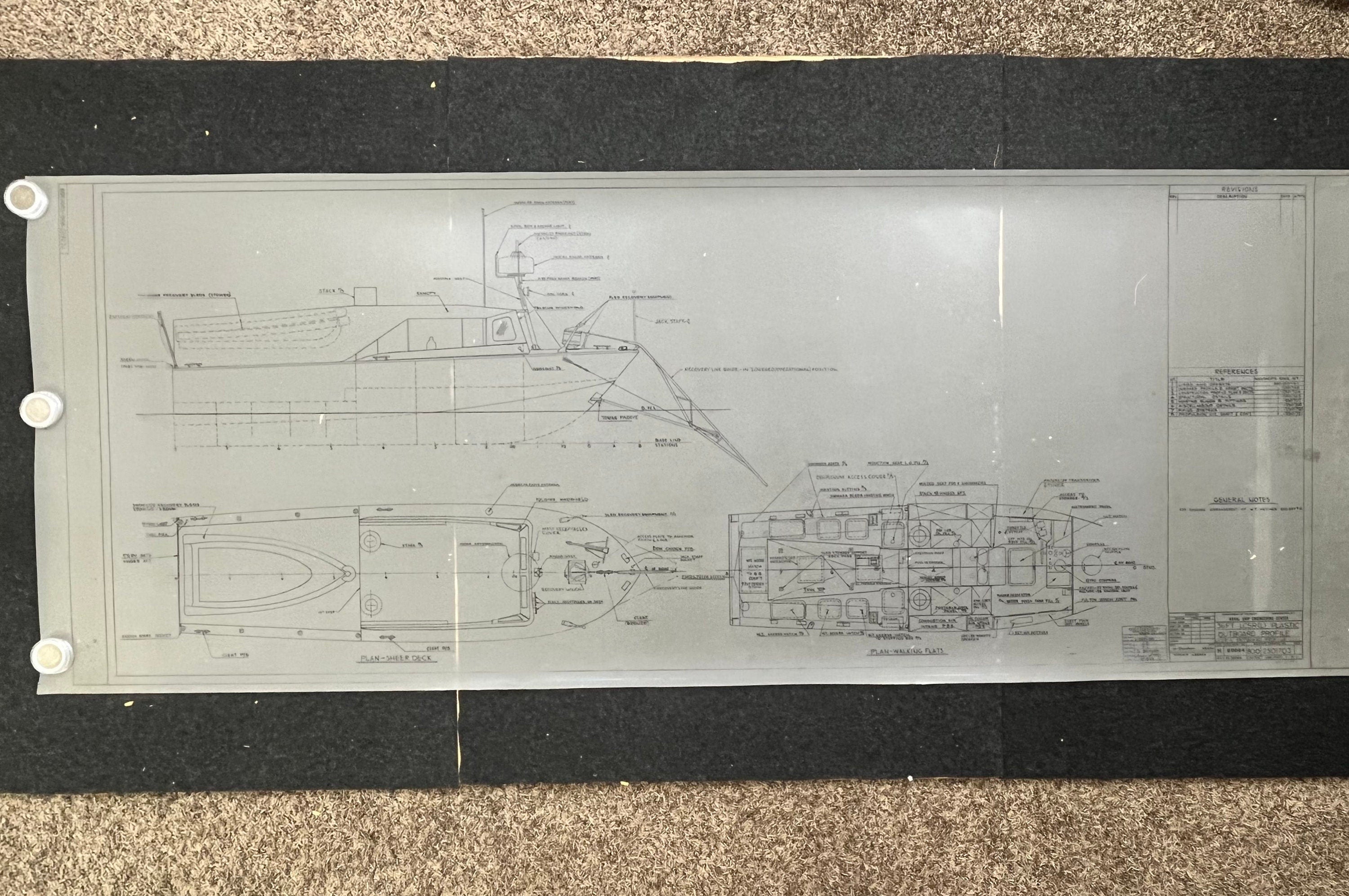 Original US Navy Ship Blueprint - LSCR Naval Boat Blueprints and Graph ...