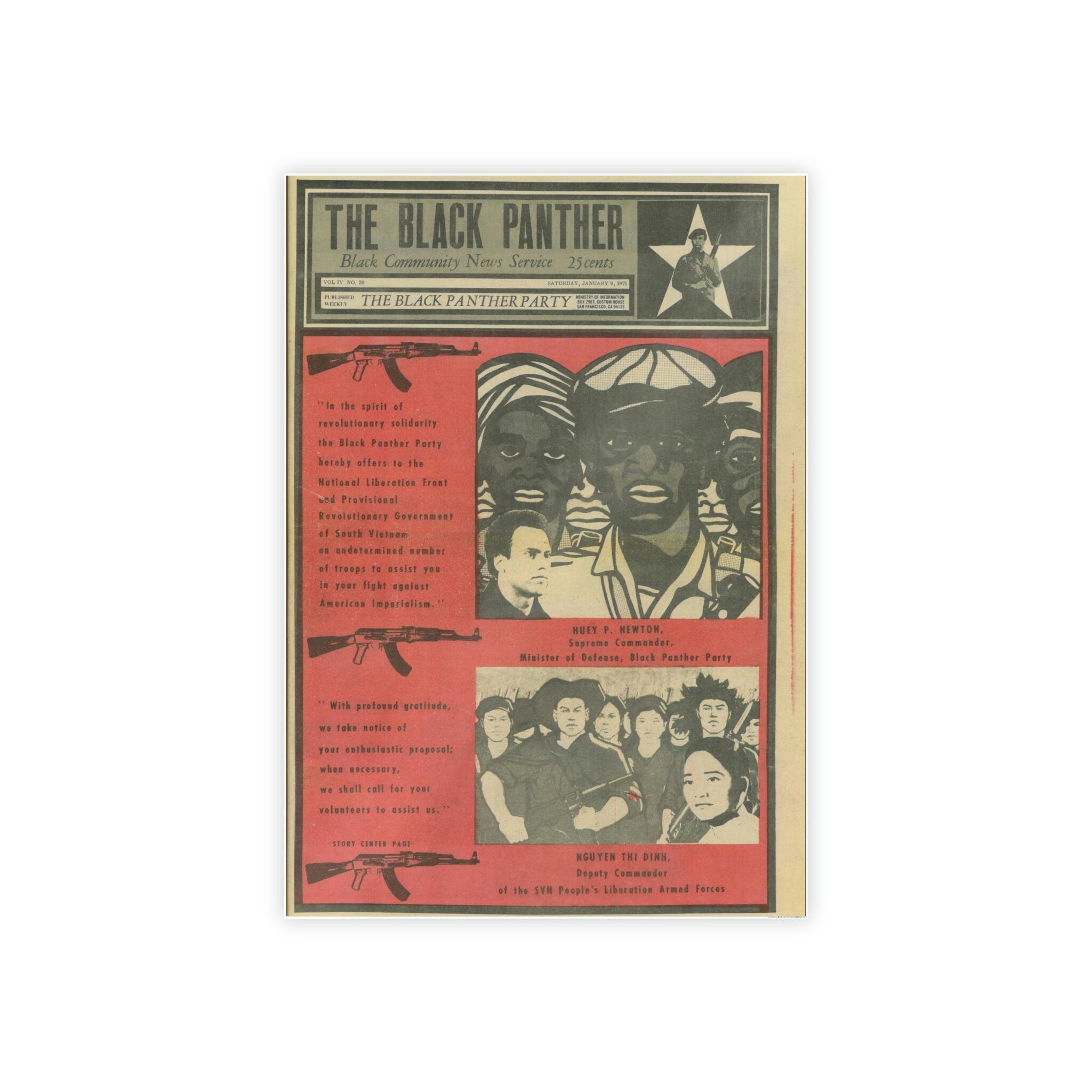 1971 Emory Douglas Black Panther Support for Communist Vietnam, Reprod ...