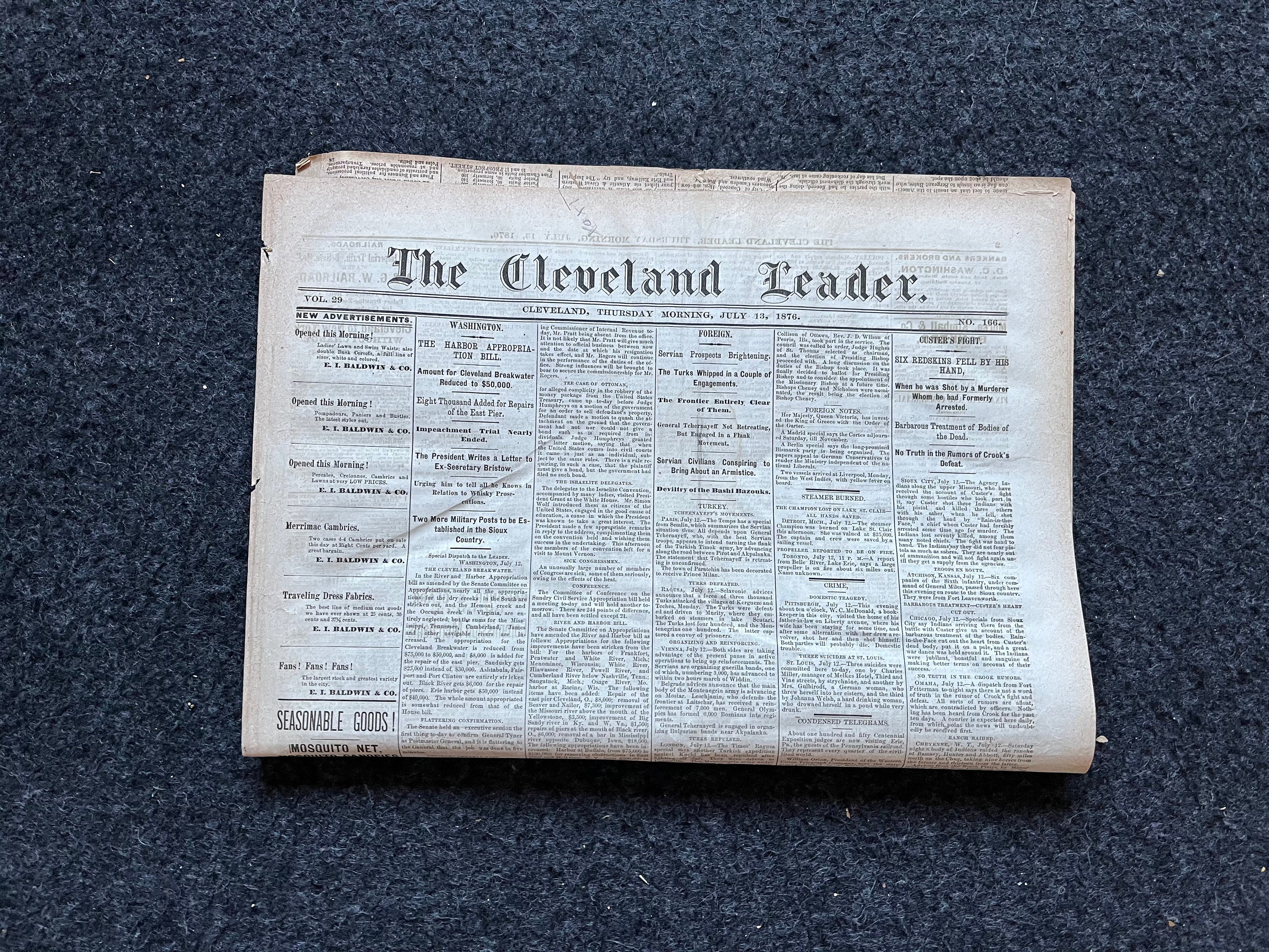 Original 1876 General Custers Last Stand, Battle of Little Bighorn Wil ...